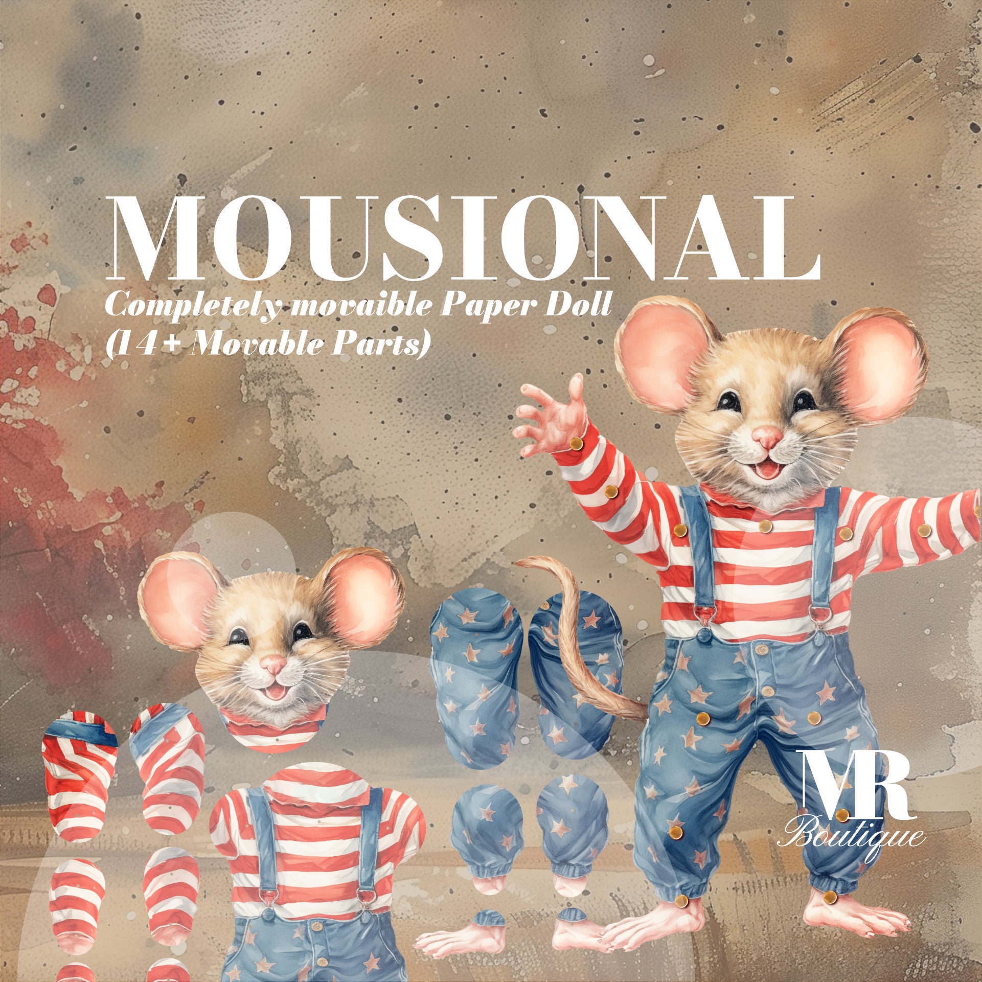 Movable Paper Doll MOUSIONAL DIY Craft & Play, Articulated Mouse Toy ...