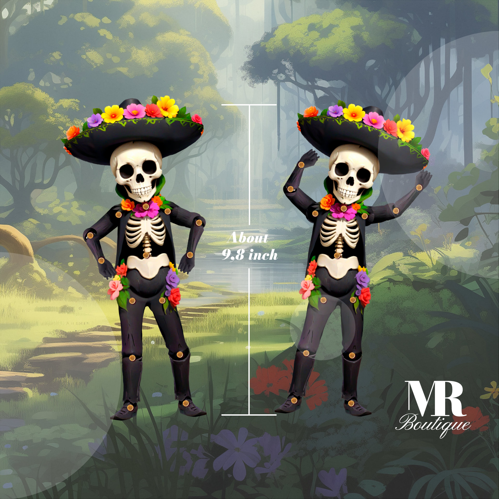 CALACAS Movable Skeleton Paper Doll, DIY Dia De Los Muertos Figure ...