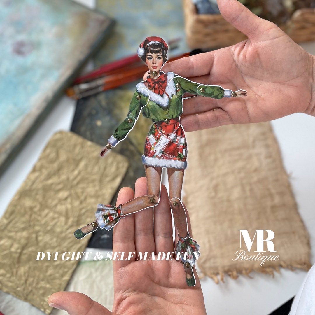 Movable Vintage Paper Doll MAEVE DIY Printable Doll PDF Christmas Doll ...