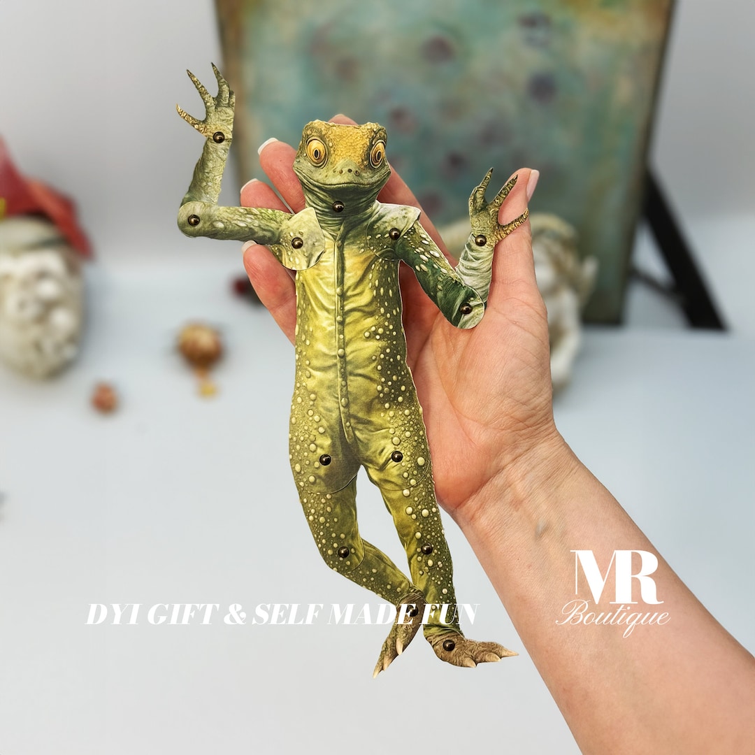 Mr. Lazy Dapper Lizard Paper Doll, Articulated Reptile Craft • Cute ...