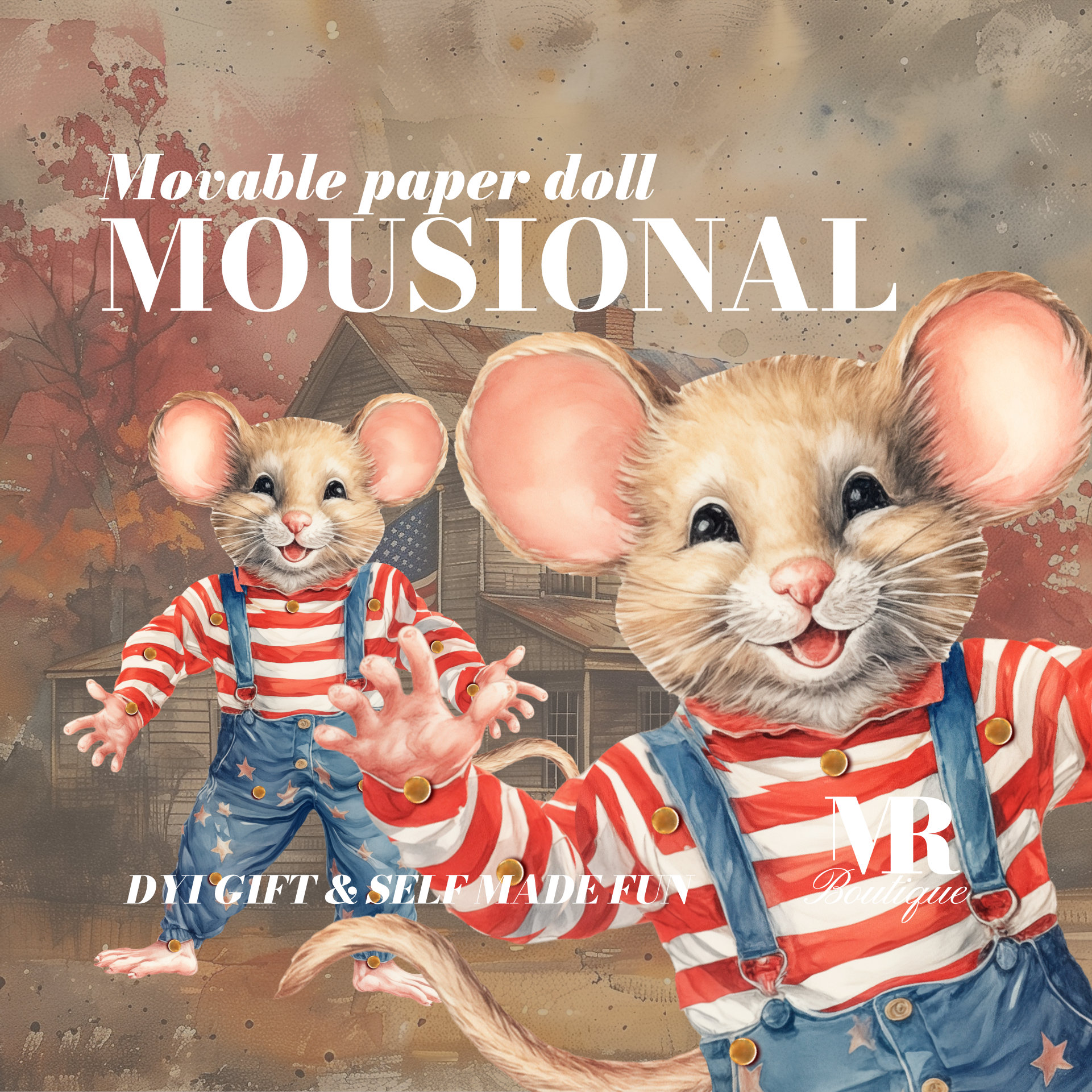 Movable Paper Doll MOUSIONAL DIY Craft & Play, Articulated Mouse Toy ...