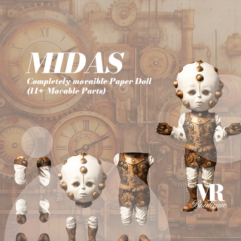 Steampunk Midas Doll Kit: Printable Victorian Paper Model (digital ...