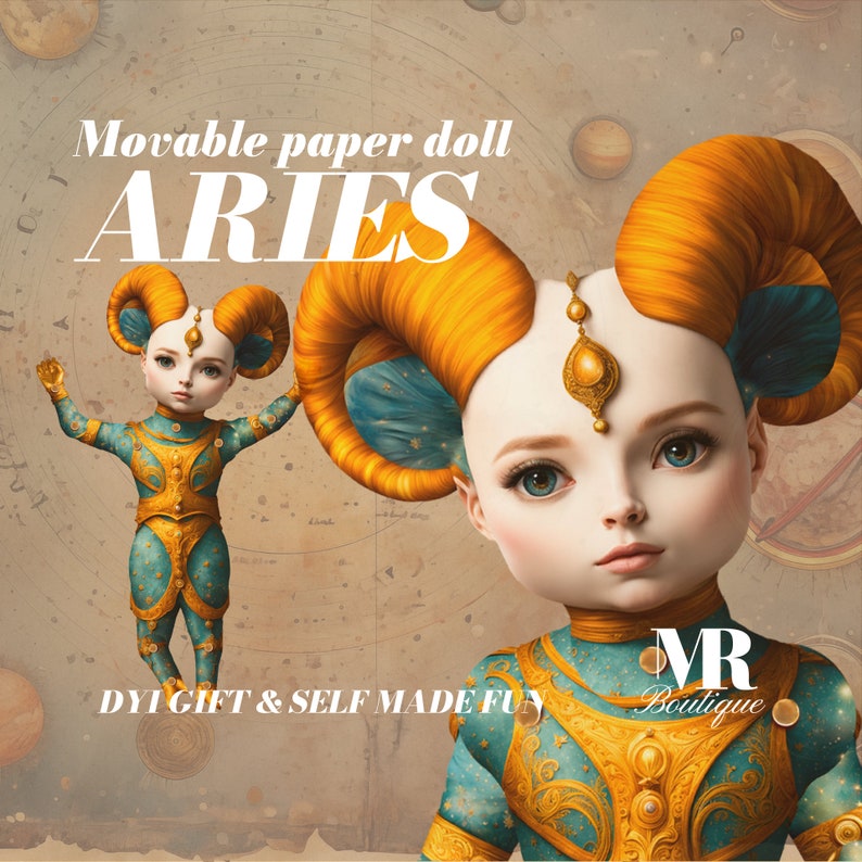 Aries Zodiac Articulated Paper Doll: DIY Craft Kit (digital Download ...