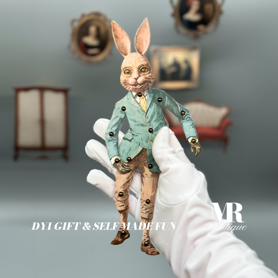 Mettie the Rabbit Paper Doll Kit, Movable Parts Toy, Action DIY Craft ...