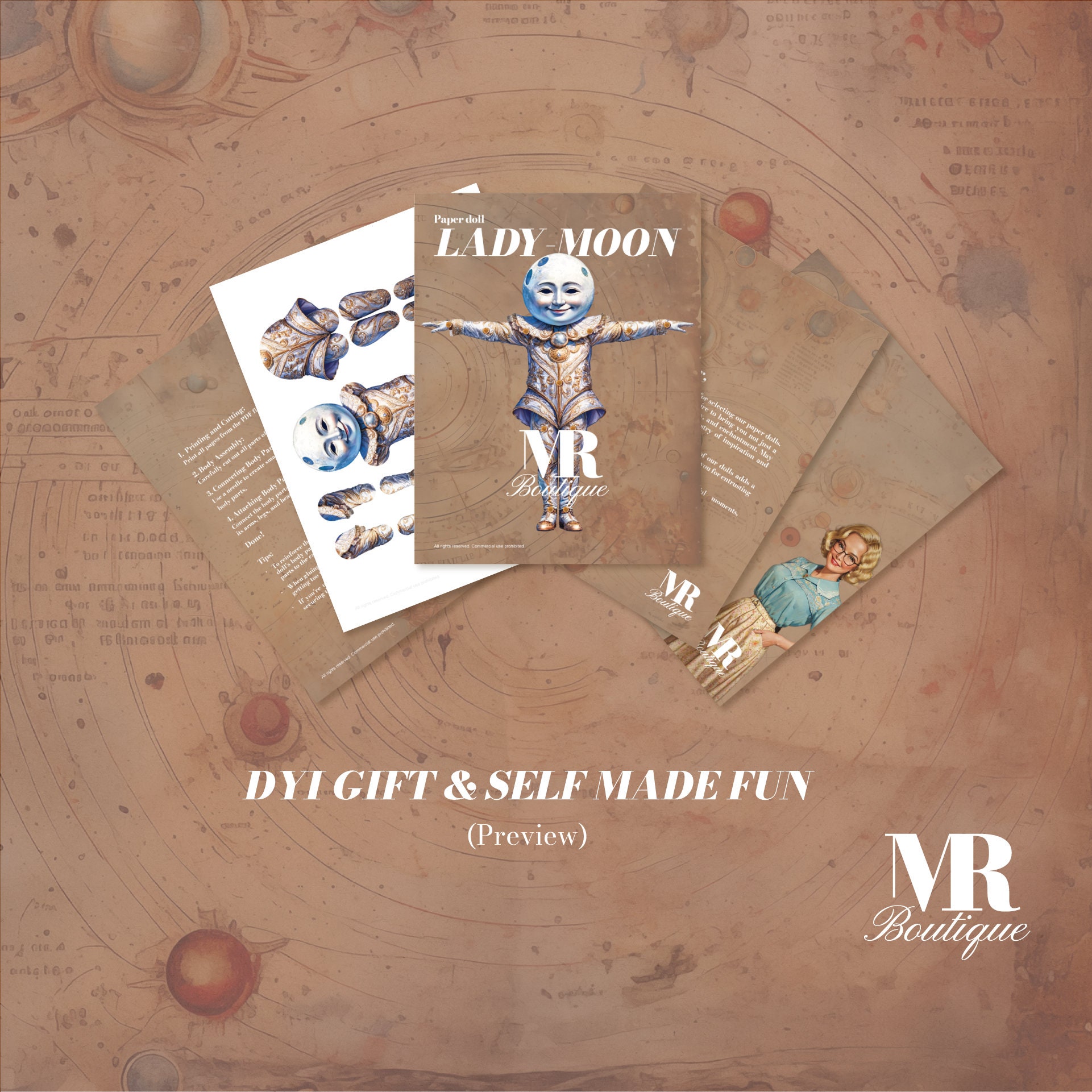 Lady-moon Movable Paper Doll, DIY Celestial Craft Kit, Fun Creative ...