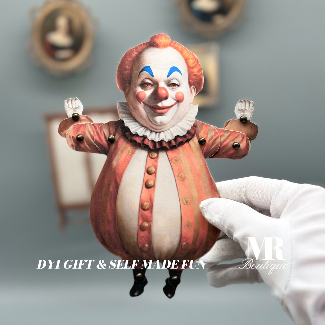 Jester Jack Movable Paper Doll Clown Figure, Handmade Collectible, DIY ...