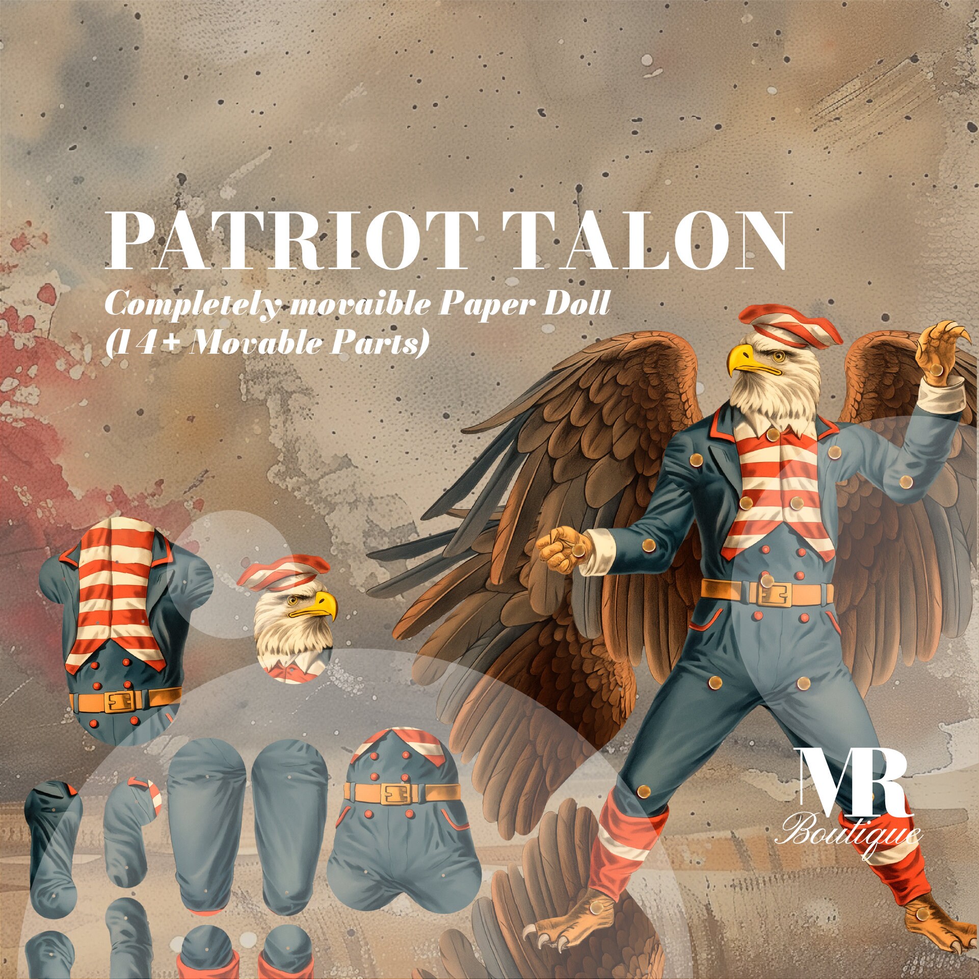 Patriot Talon Paper Doll: Movable Americana Art Toy (digital Download ...