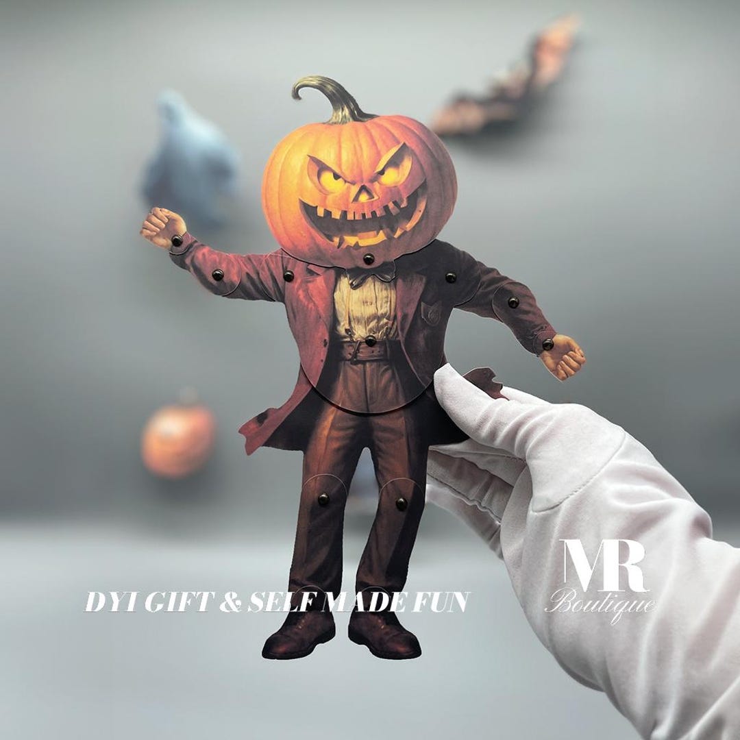 Movable Paper Doll Pumpkin Fiend - DIY Halloween Decoration, Party ...