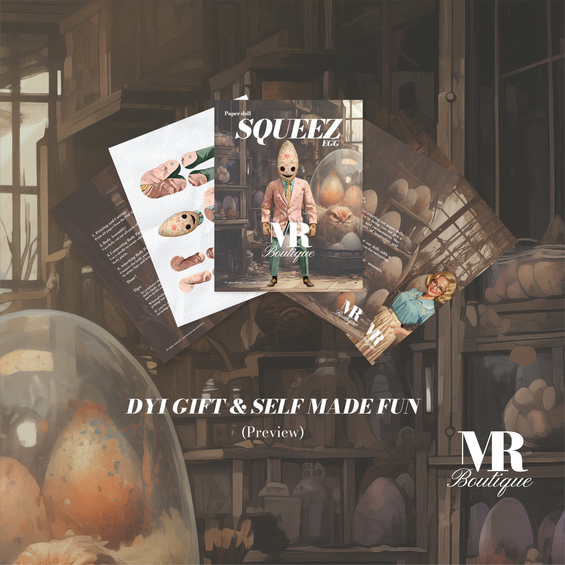 Squeez Egg Movable Paper Doll, Artisanal Kit, Articulated Paper Toy ...