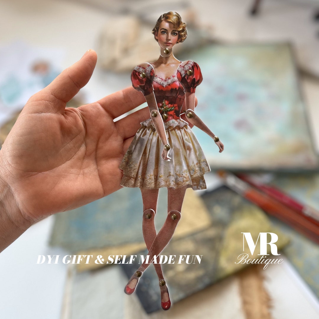 Movable Vintage Paper Doll OLIVIA DIY Printable Doll PDF Christmas Doll ...