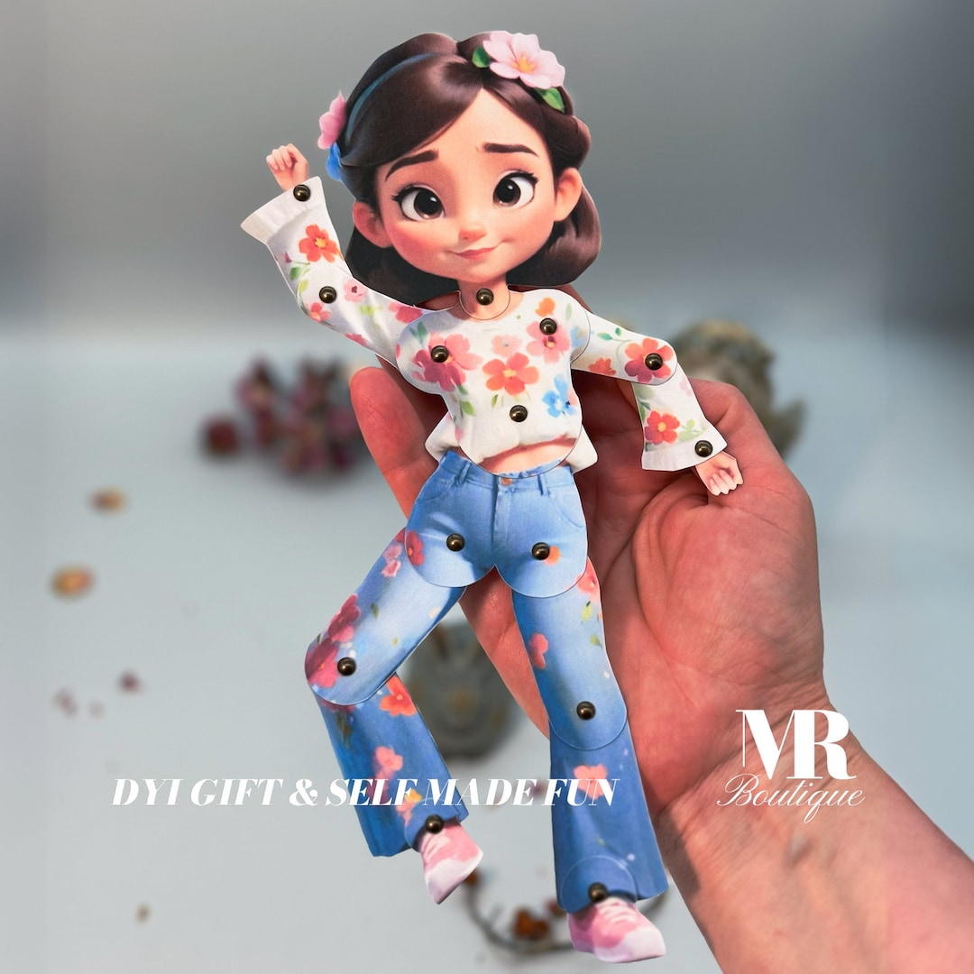 Emma Springtime Movable Paper Doll - Movable, Cheerful DIY Doll With ...