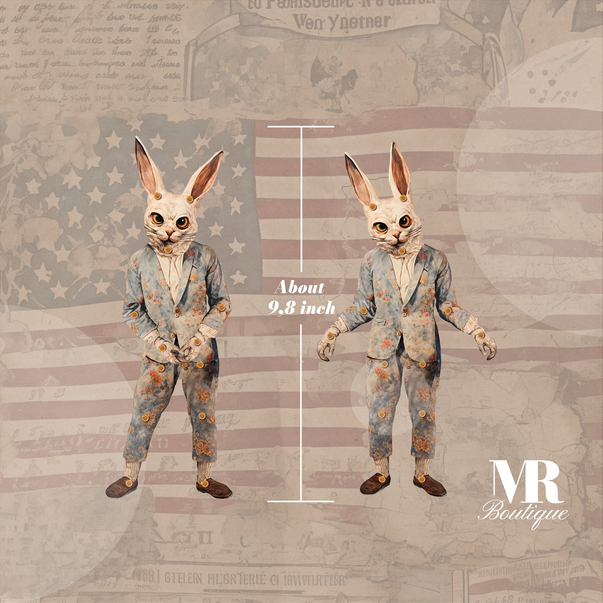 Mr. RABZ Dapper Rabbit Movable Paper Doll Cute Creature Doll Vintage ...