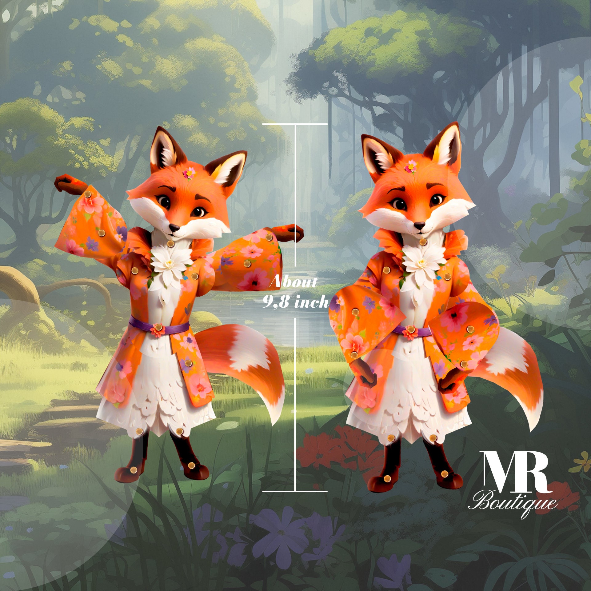 Floral Fox Movable Paper Doll: DIY Craft Kit (printable) - Etsy