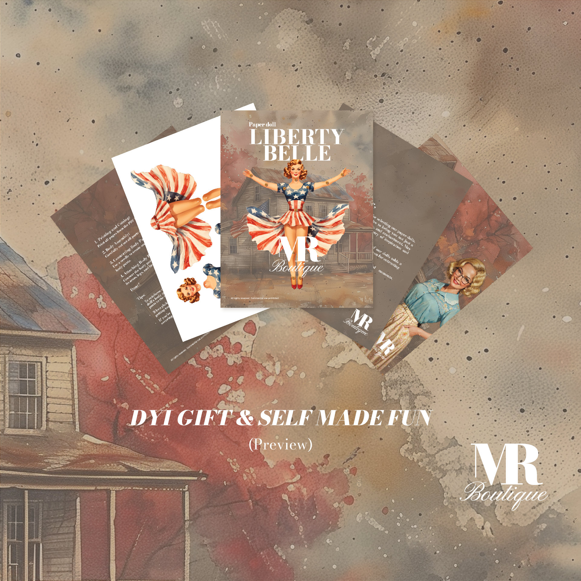 Liberty Belle Movable Paper Doll Patriotic DIY Art Toy, Perfect ...