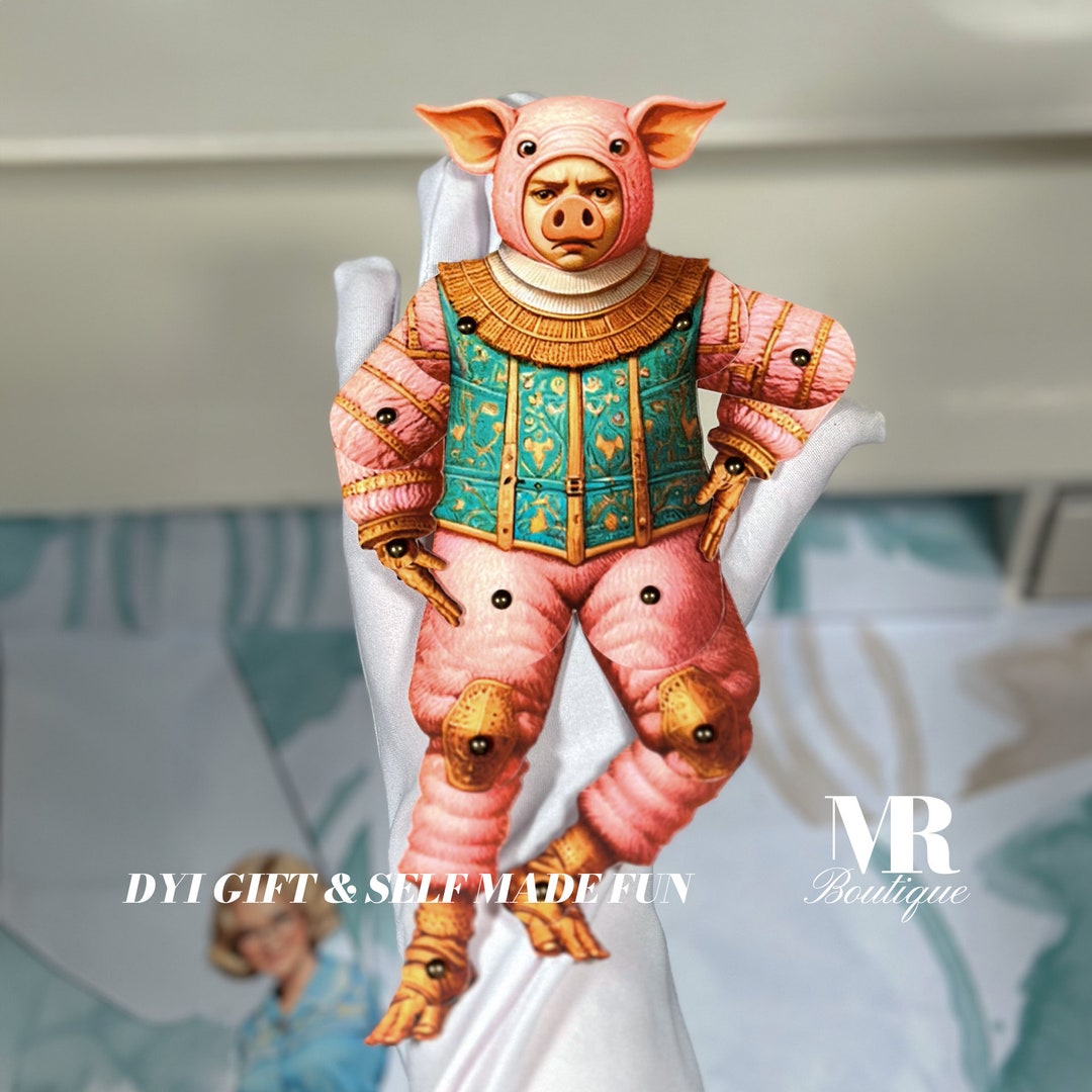 Renaissance Pig Articulated Paper Doll: Vintage Style Movable Toy ...