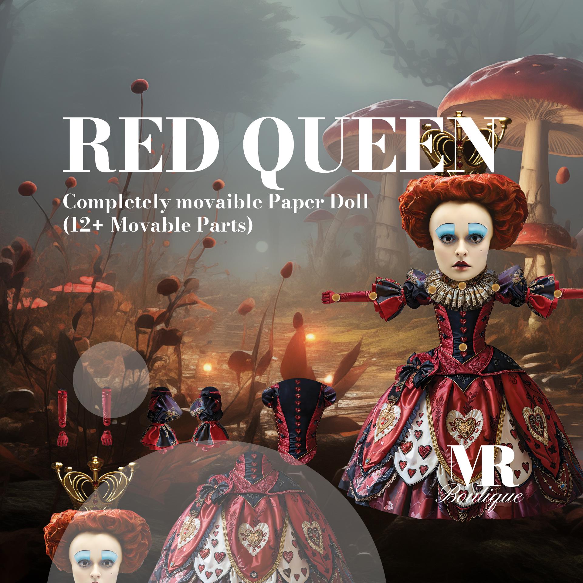 Red Queen Movable Paper Doll DIY Kit: Alice in Wonderland (digital ...