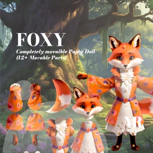 Floral Fox Movable Paper Doll: DIY Craft Kit (printable) - Etsy