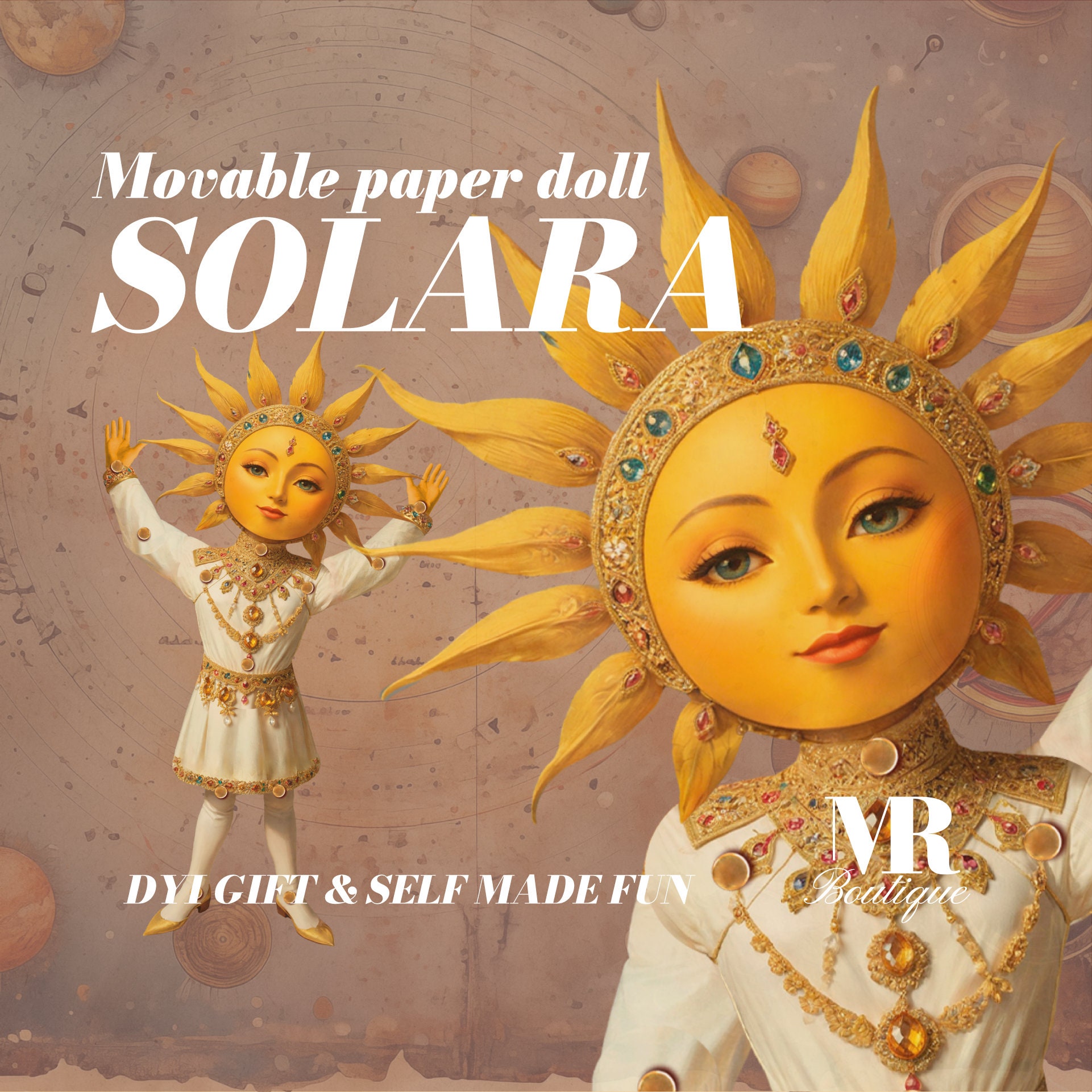 SOLARA Movable Paper Doll Kit, DIY Craft, Articulated Sun Doll ...