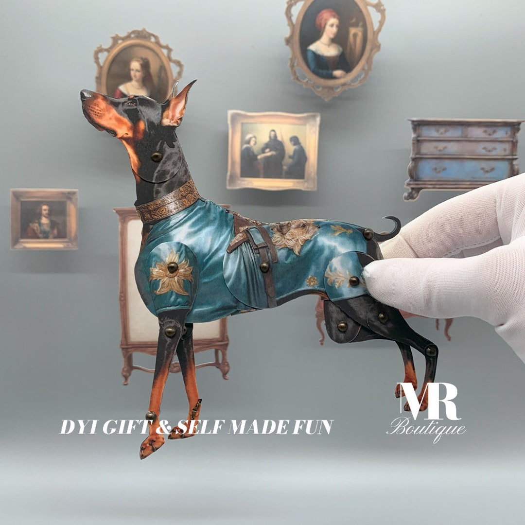 Great Tail Movable Doberman Paper Doll, Double-sided DIY Kit, Unique ...