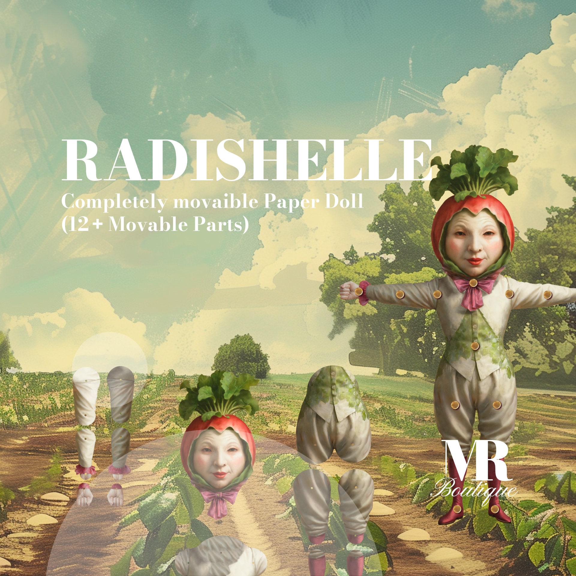 Radishelle Movable Paper Doll DIY Craft Kit, Fun Home Decor, Unique ...