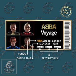 Personalised Abba Voyage Ticket | Full Colour and Foil Ticket | Foiled ...
