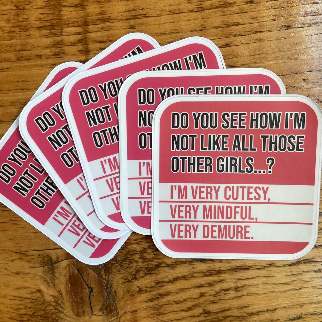 Demure, Cutesy, Mindful Vinyl Sticker | 7.5cm Matte Vinyl Sticker ...