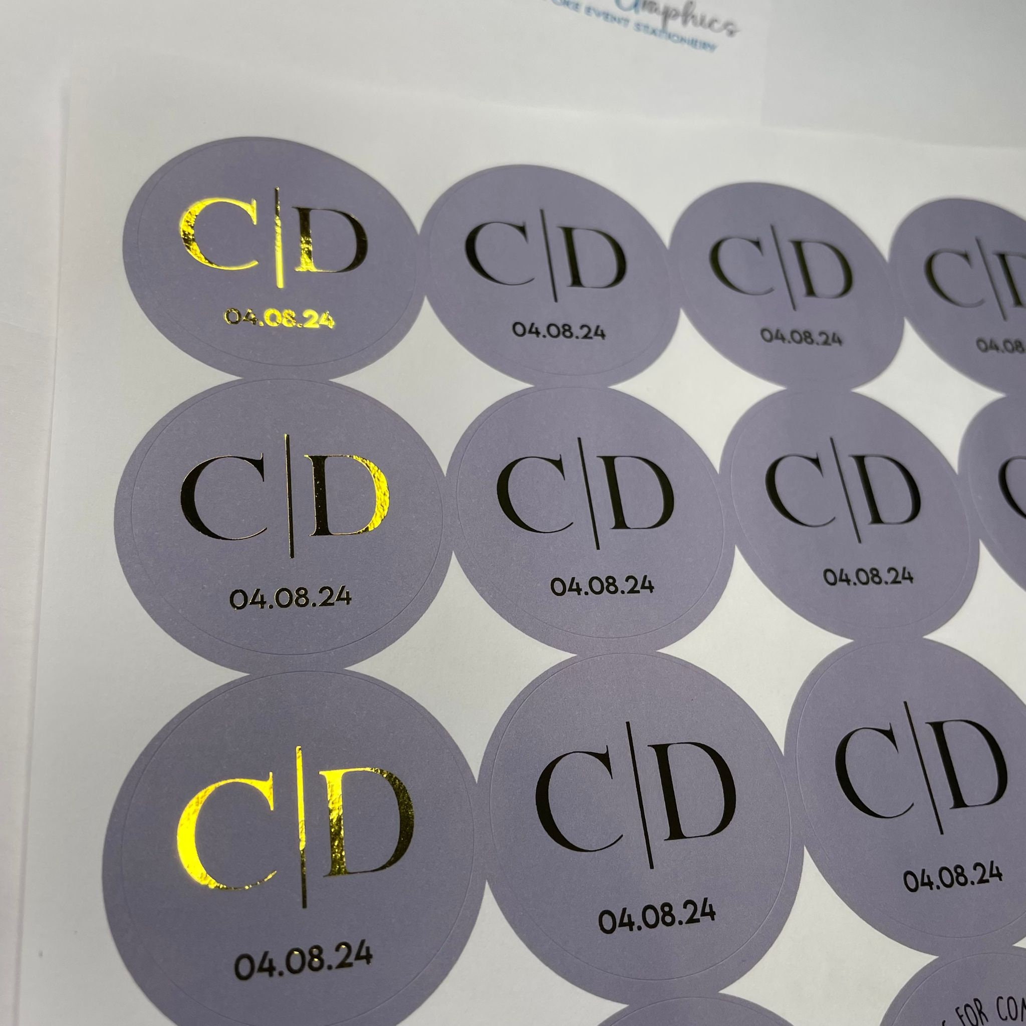 35 Personalised Gold Wedding Initial Stickers Wedding Favour Stickers ...