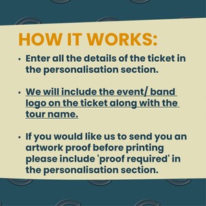 Personalised Orange & Blue Concert Ticket | Souvenir Ticket | Faux ...