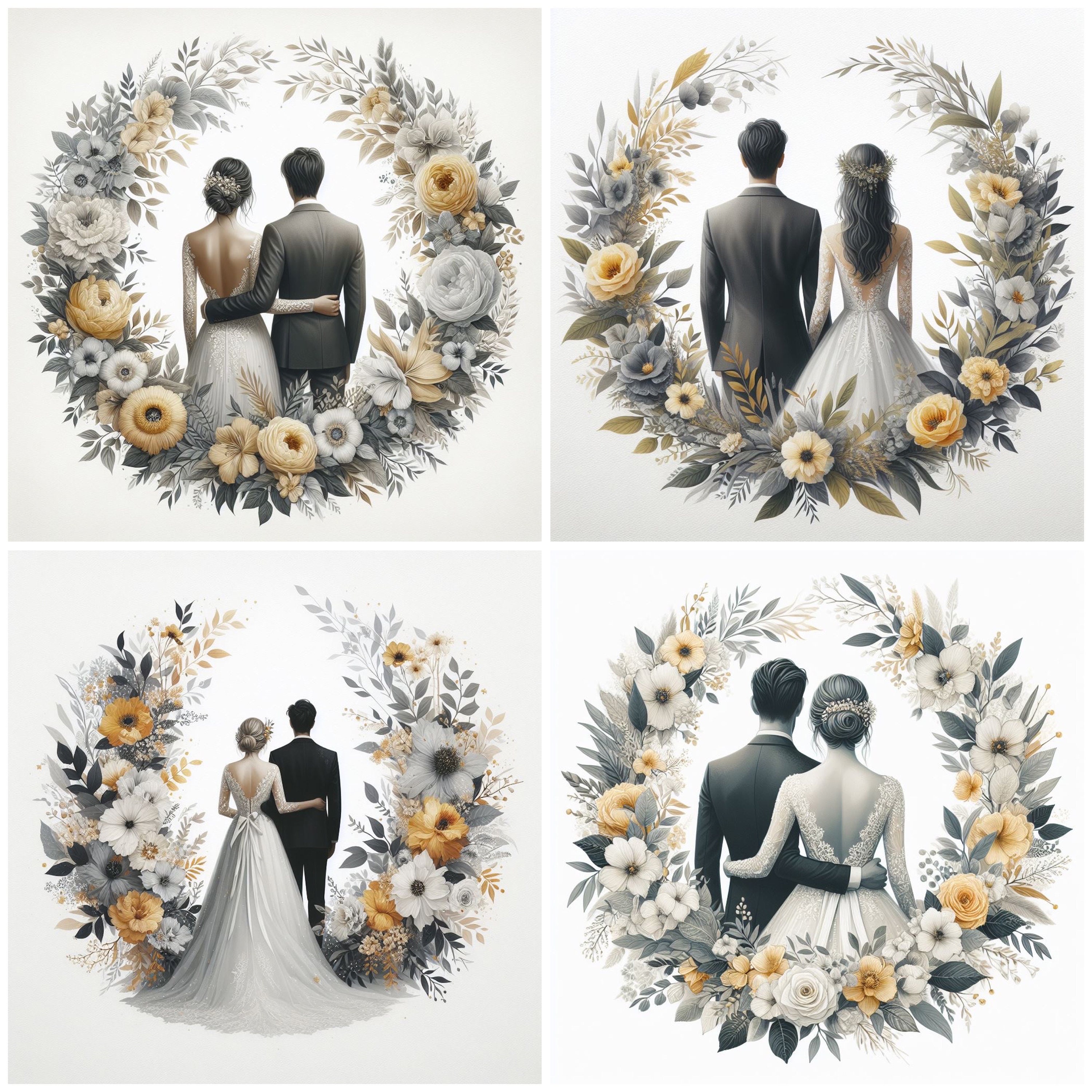 Golden Wedding Clipart Bundle Png Instant Download Golden Wedding Png ...