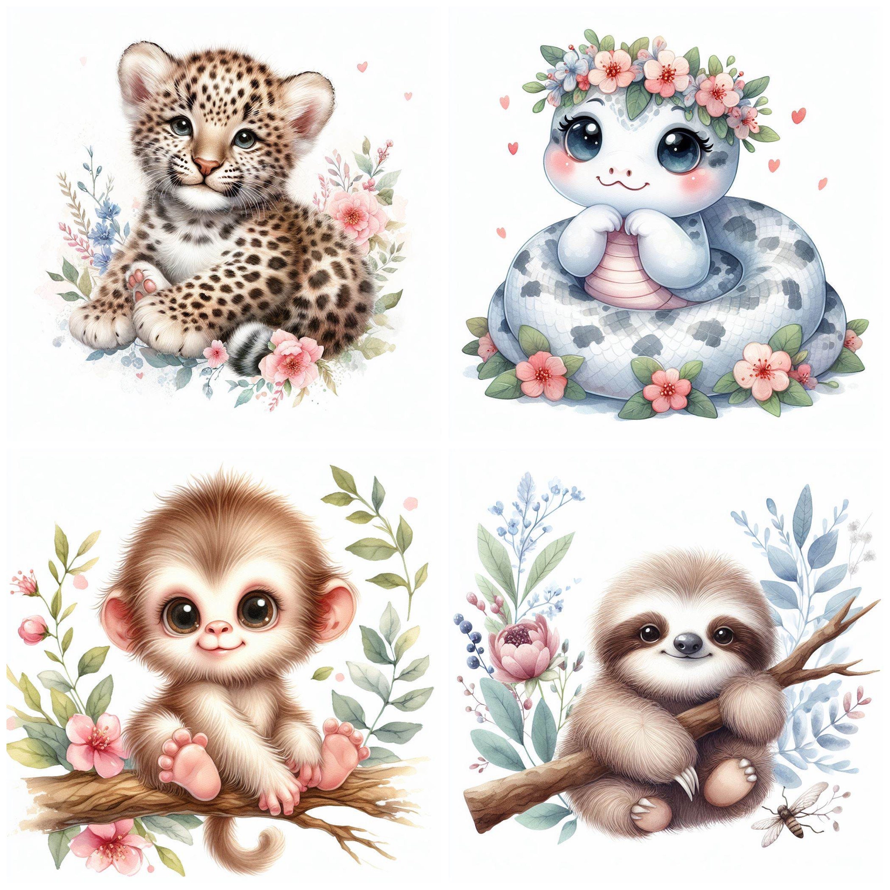 Cute Baby Jungle Clipart Bundle Png Digital Download Baby Jungle ...