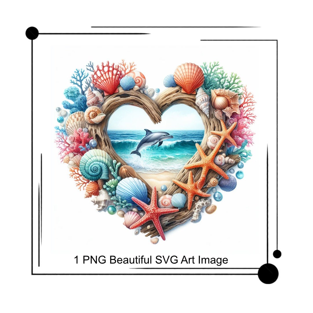 Digital Download Heart Beach Scene Svg Driftwood Heart Svg Whale Beach ...