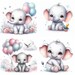 Cute Baby Elephant Bundle Clipart Png | Digital Download | Baby ...
