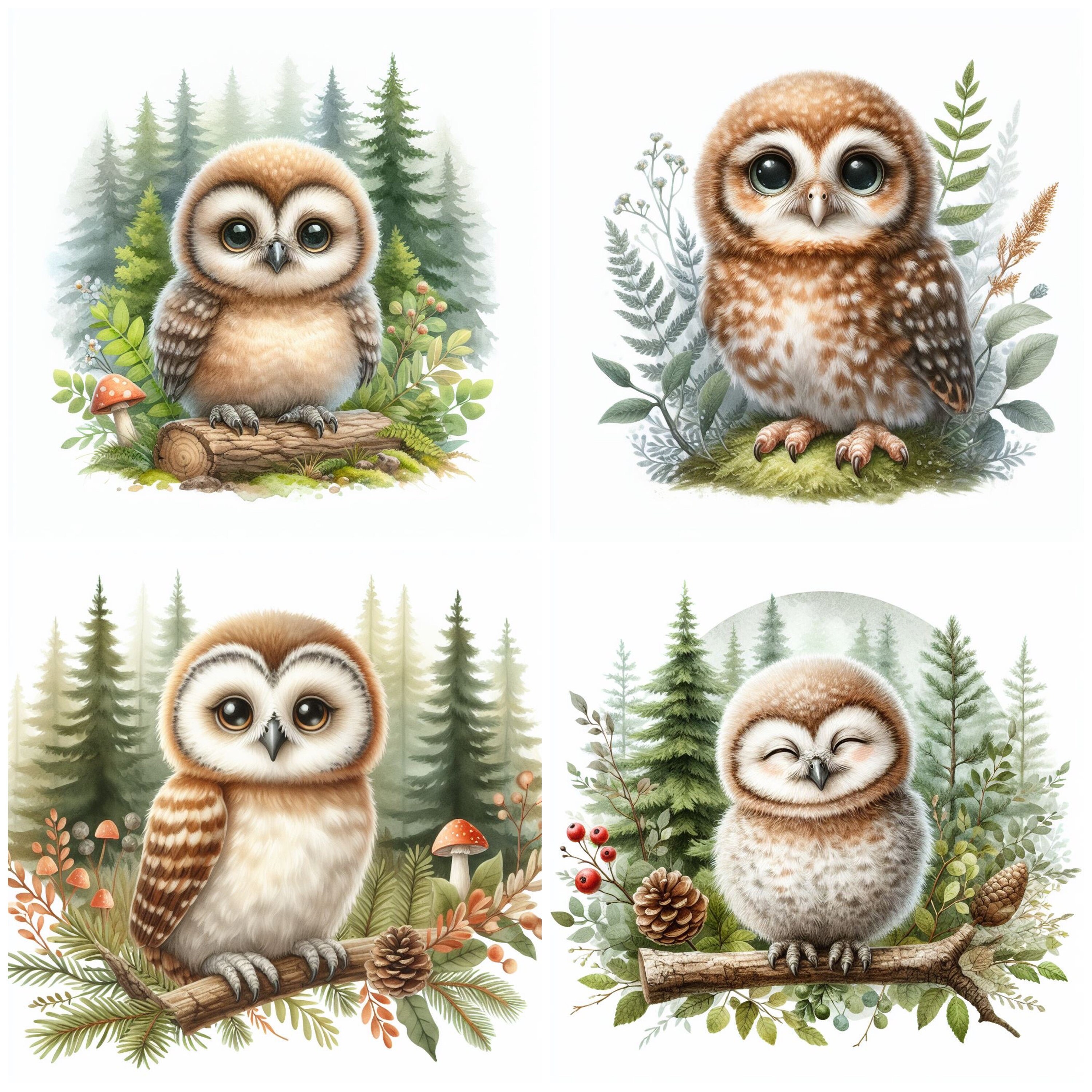 Cute Owl Clipart Bundle Png | Digital Download | Owl Png Jpg | Instant ...