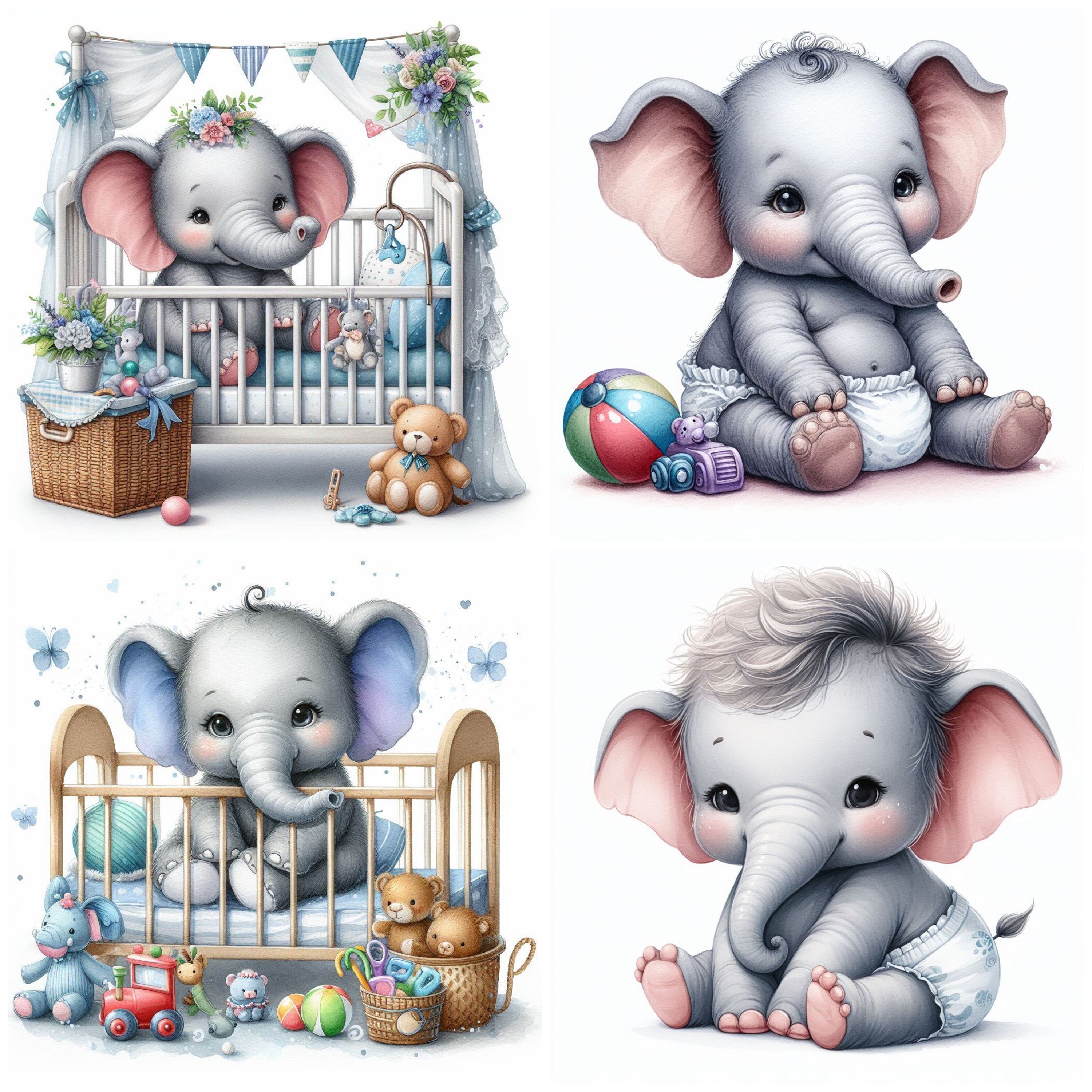 Cute Baby Elephant Bundle Clipart Png | Digital Download | Baby ...
