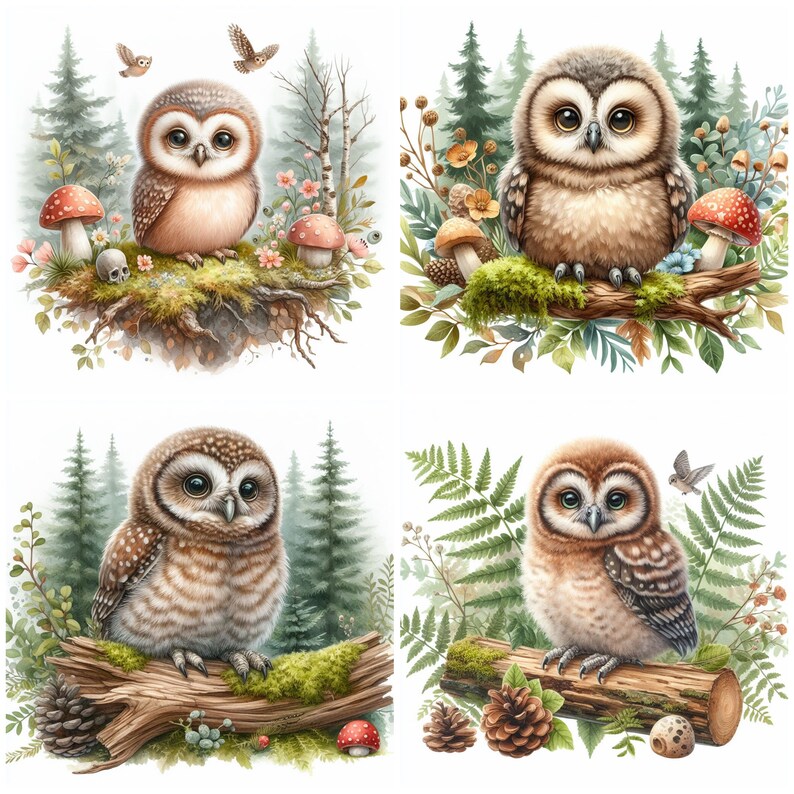 Cute Owl Clipart Bundle Png | Digital Download | Owl Png Jpg | Instant ...