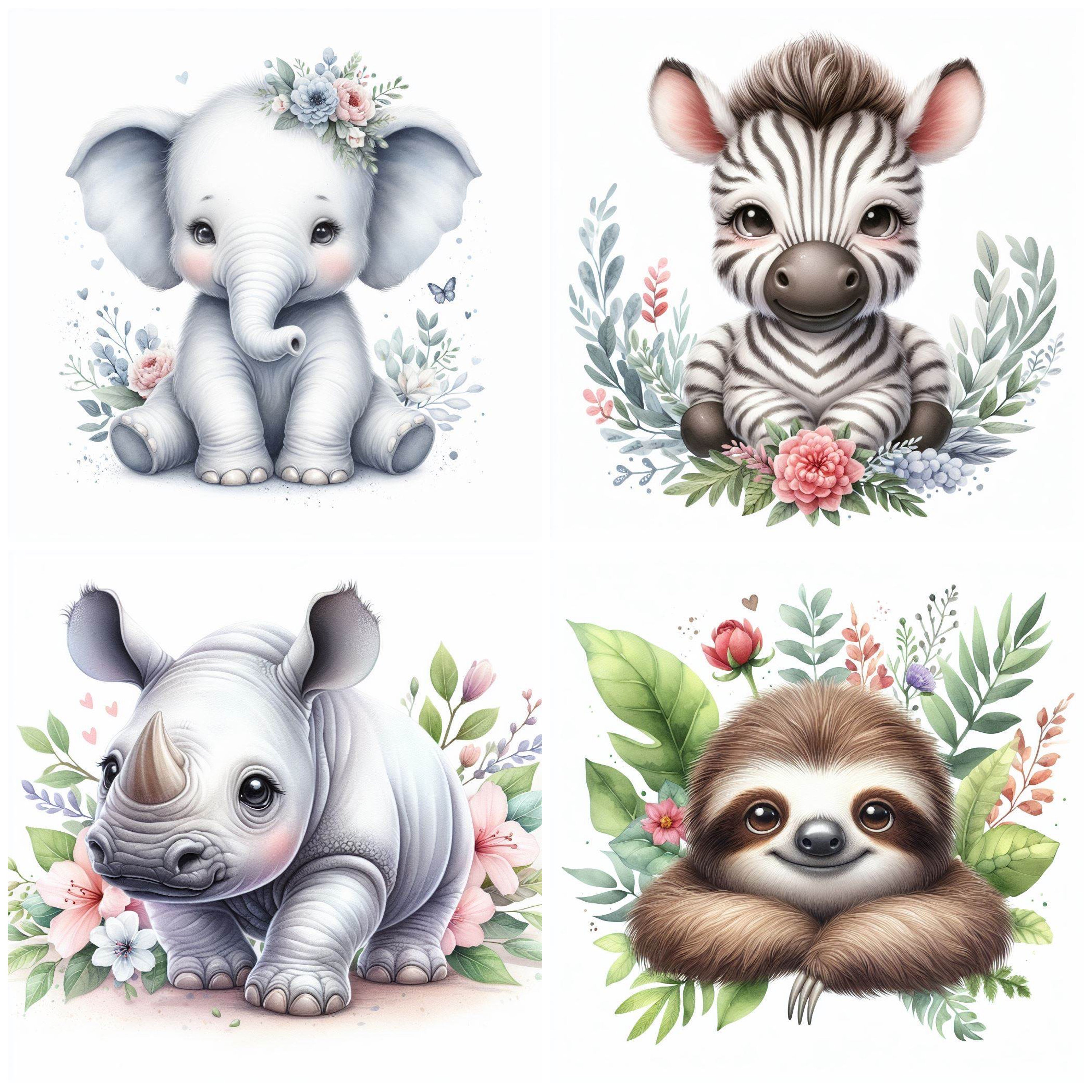 Cute Baby Jungle Clipart Bundle Png Digital Download Baby Jungle ...