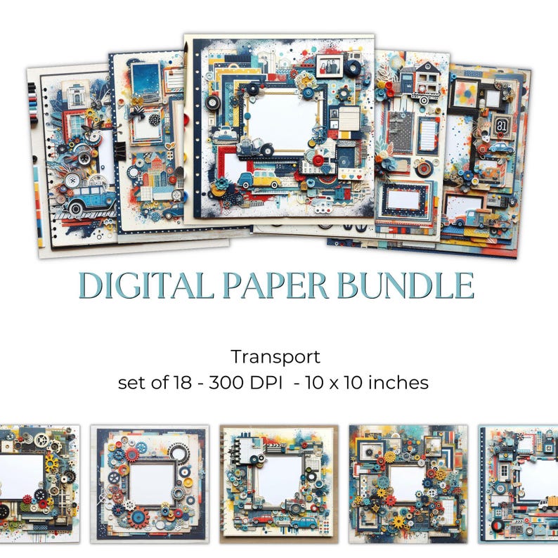 Transport Printable Paper Clipart Bundle | Digital Papers| Vehicle ...