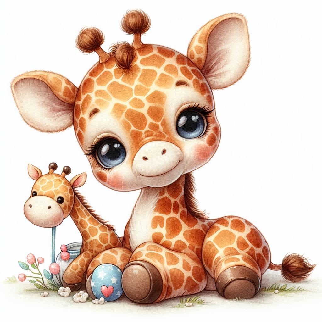 Cute Baby Giraffe Bundle Clipart Png Digital Download Baby Giraffe ...