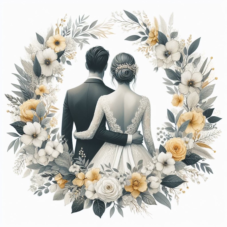 Golden Wedding Clipart Png | Instant Download | Golden Wedding Png ...
