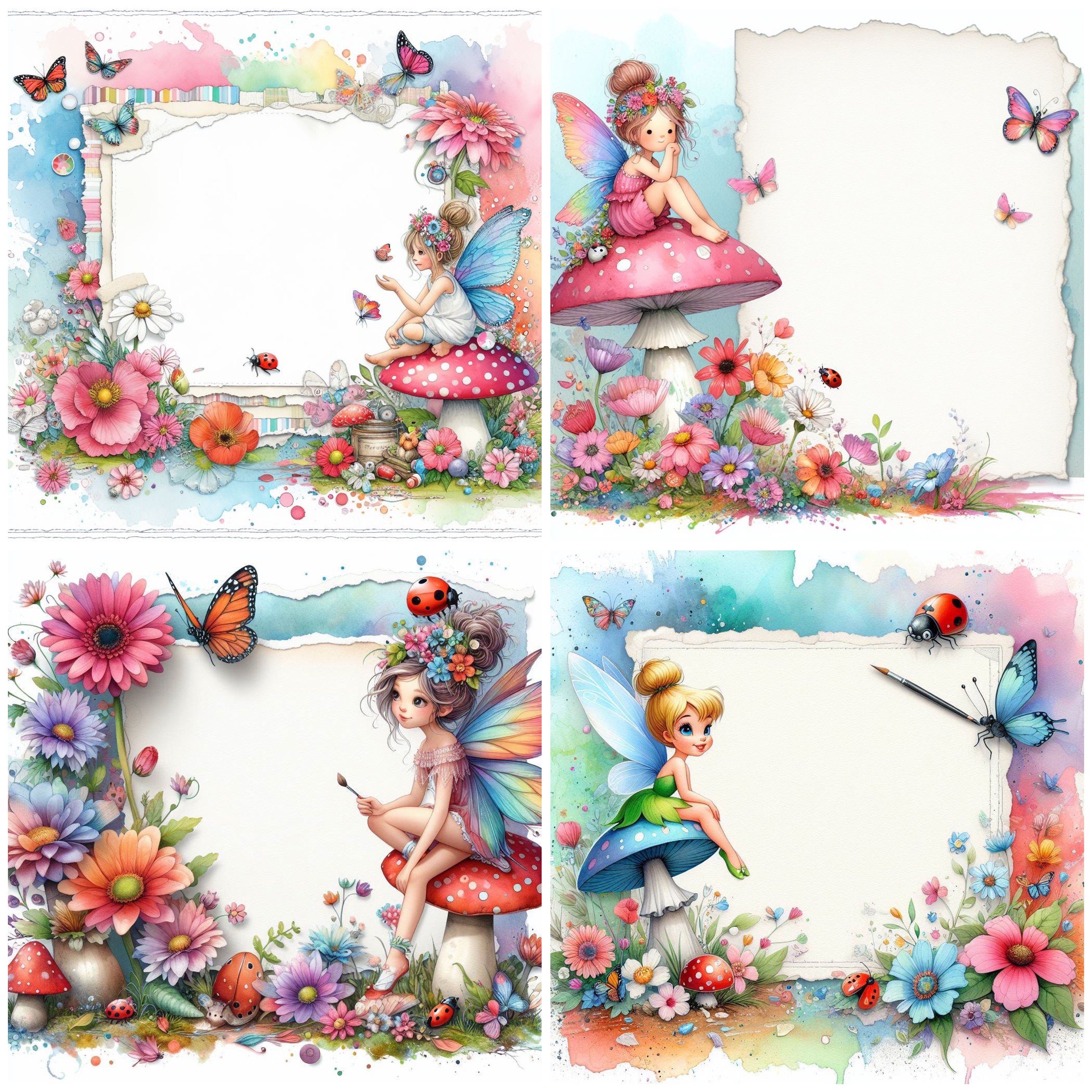 Fairy Scrapbook Paper Clipart Bundle Digital Download Enchanted Clipart ...