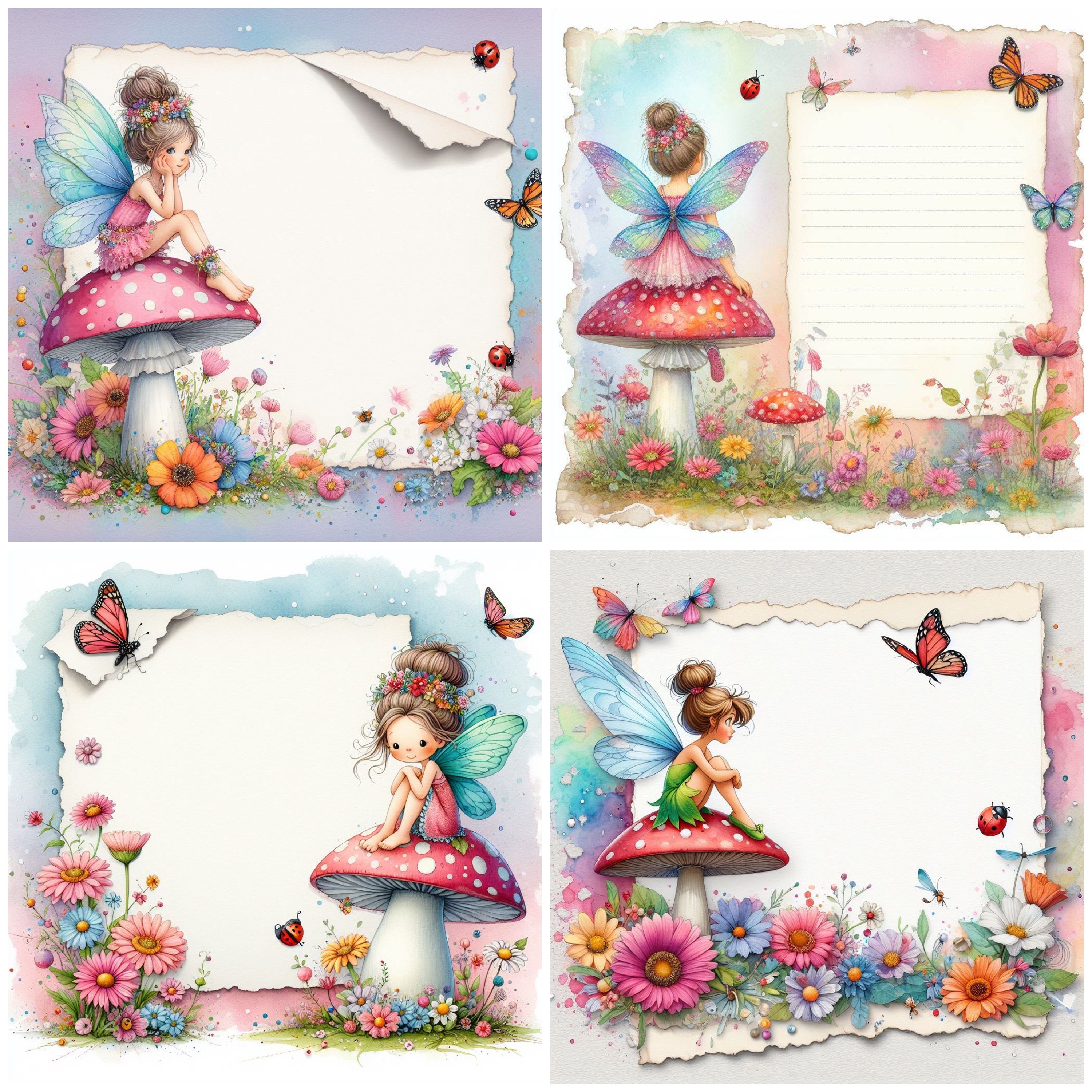 Fairy Scrapbook Paper Clipart Bundle Digital Download Enchanted Clipart ...