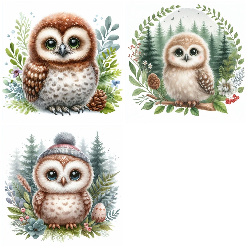 Cute Owl Clipart Bundle Png | Digital Download | Owl Png Jpg | Instant ...