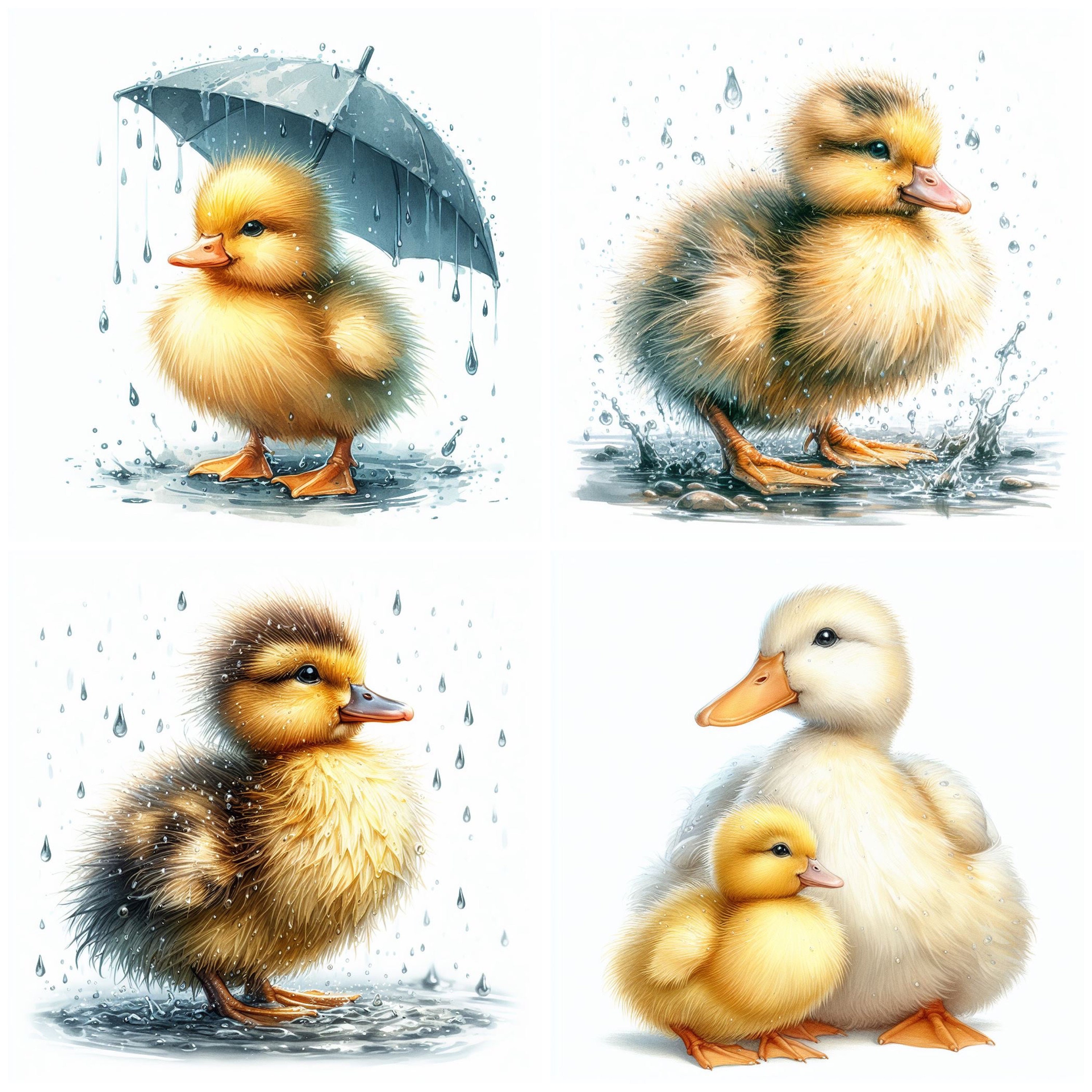 Cute Fluffy Ducklings Clipart Bundle Png | Digital Download | Baby ...
