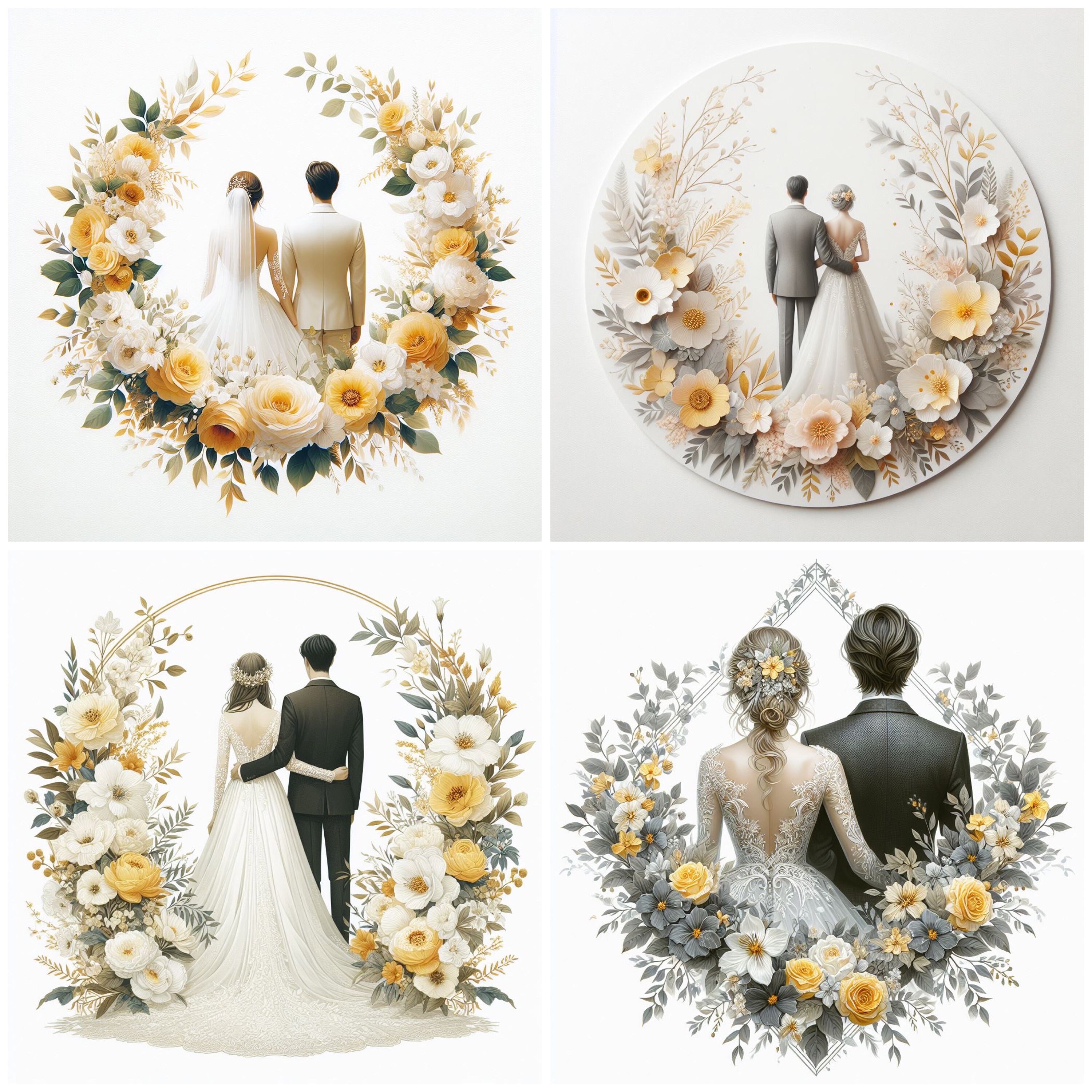 Golden Wedding Clipart Bundle Png Instant Download Golden Wedding Png ...