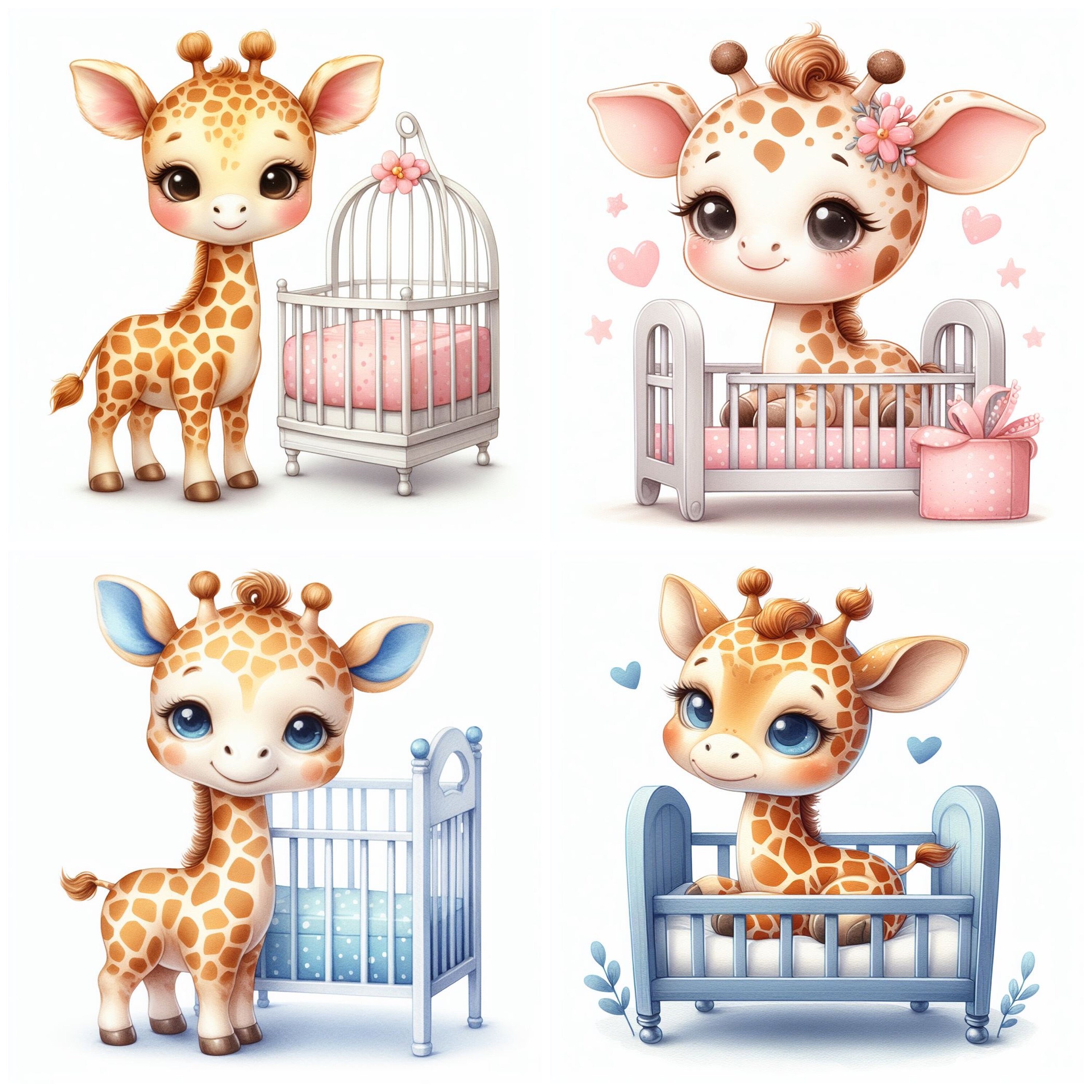 Cute Baby Giraffe Bundle Clipart Png Digital Download Baby Giraffe ...