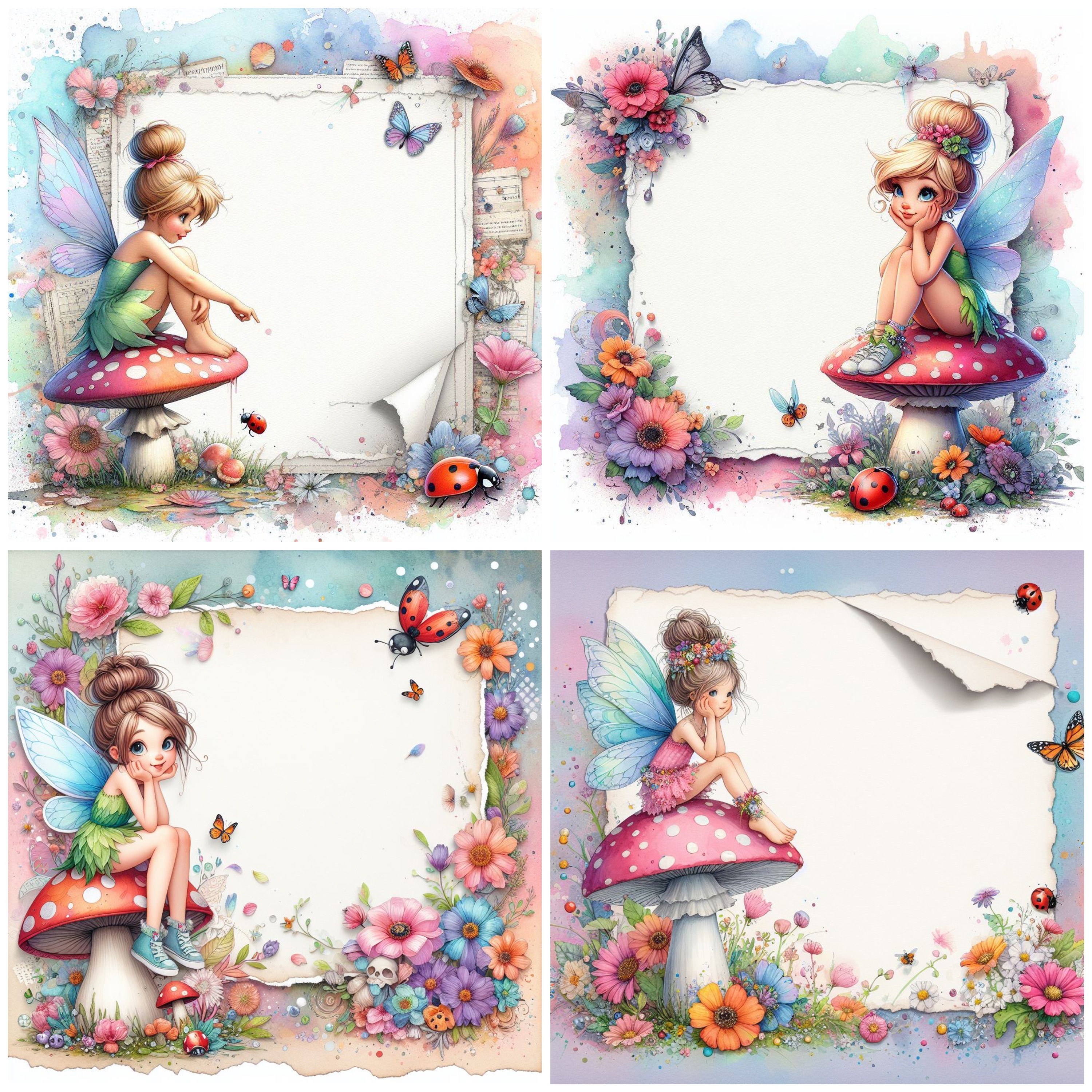 Fairy Scrapbook Paper Clipart Bundle Digital Download Enchanted Clipart ...