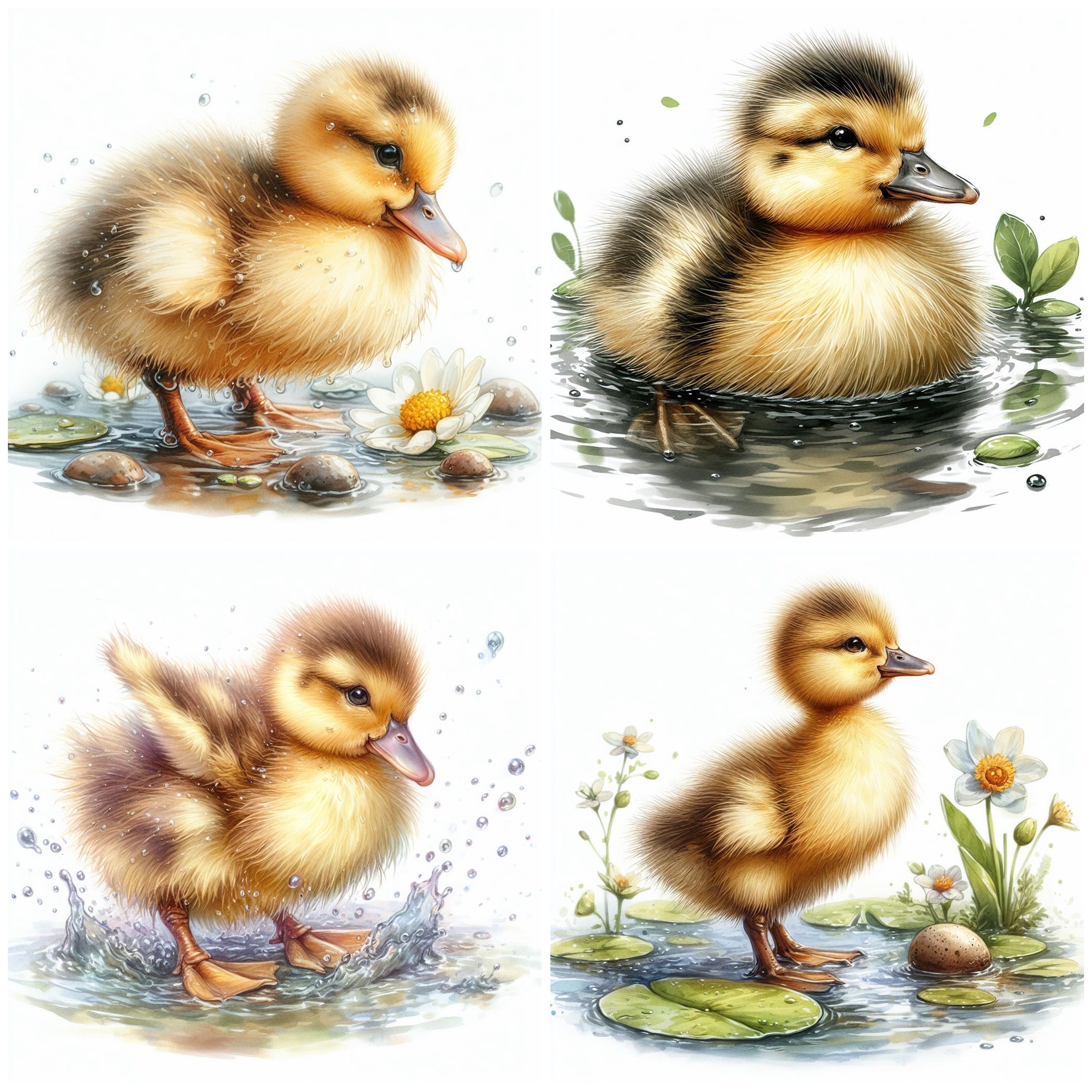 Cute Fluffy Ducklings Clipart Bundle Png | Digital Download | Baby ...