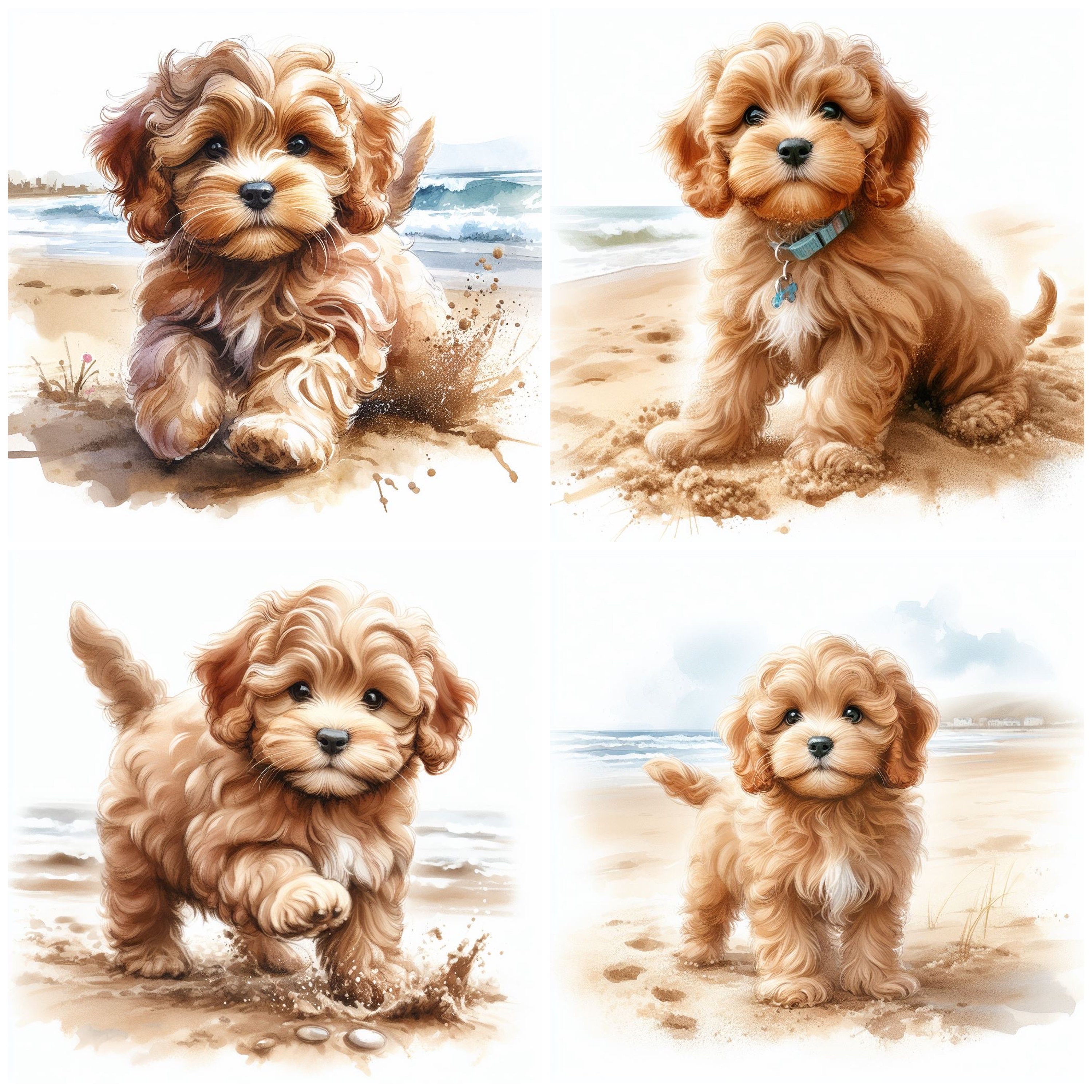 Cavapoo Dog Beach Clipart | Cockapoo Clipart | Instant Digital Download ...