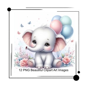 Cute Baby Elephant Bundle Clipart Png Digital Download Baby Elephant ...