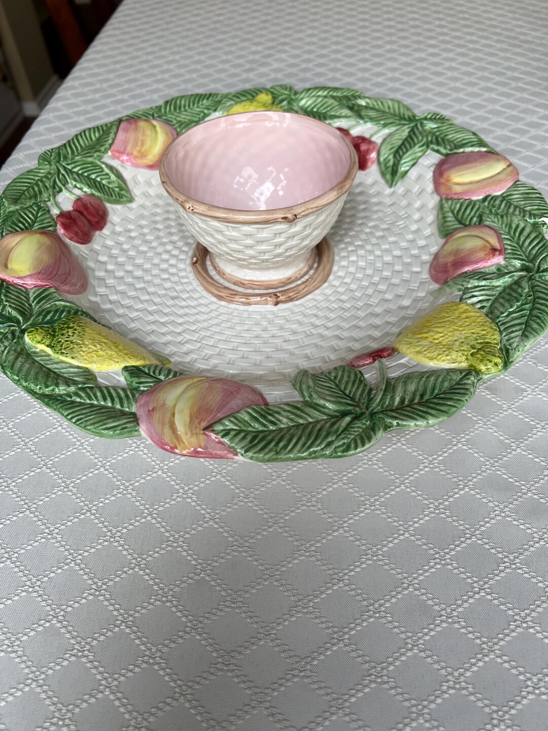 Fitz and Floyd Dip N Chip in Fruit Fair Pattern. Vintage 1990. Lovely ...